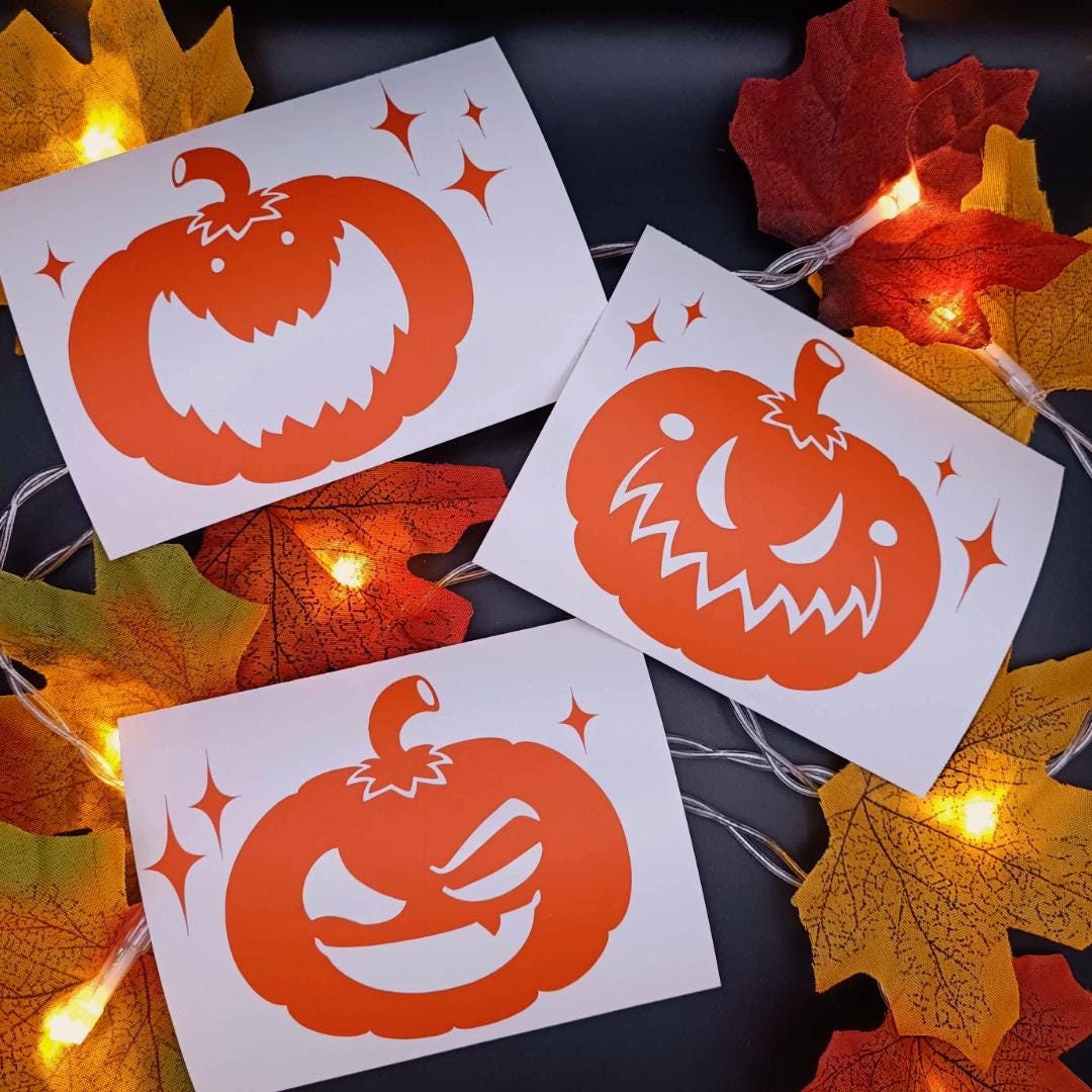 Jack-o'-lantern Sticker [set of 3] | Cute Spooky Halloween Decoration ...