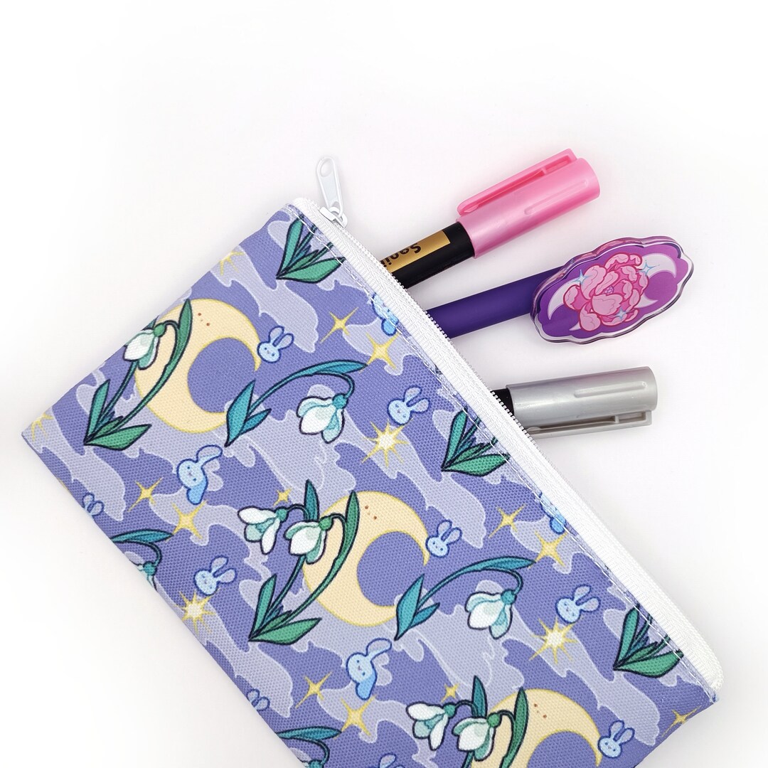 Cute Moon Rabbit Pencil Case | Kawaii Bunny Pencil Case | Dreamy Winter ...