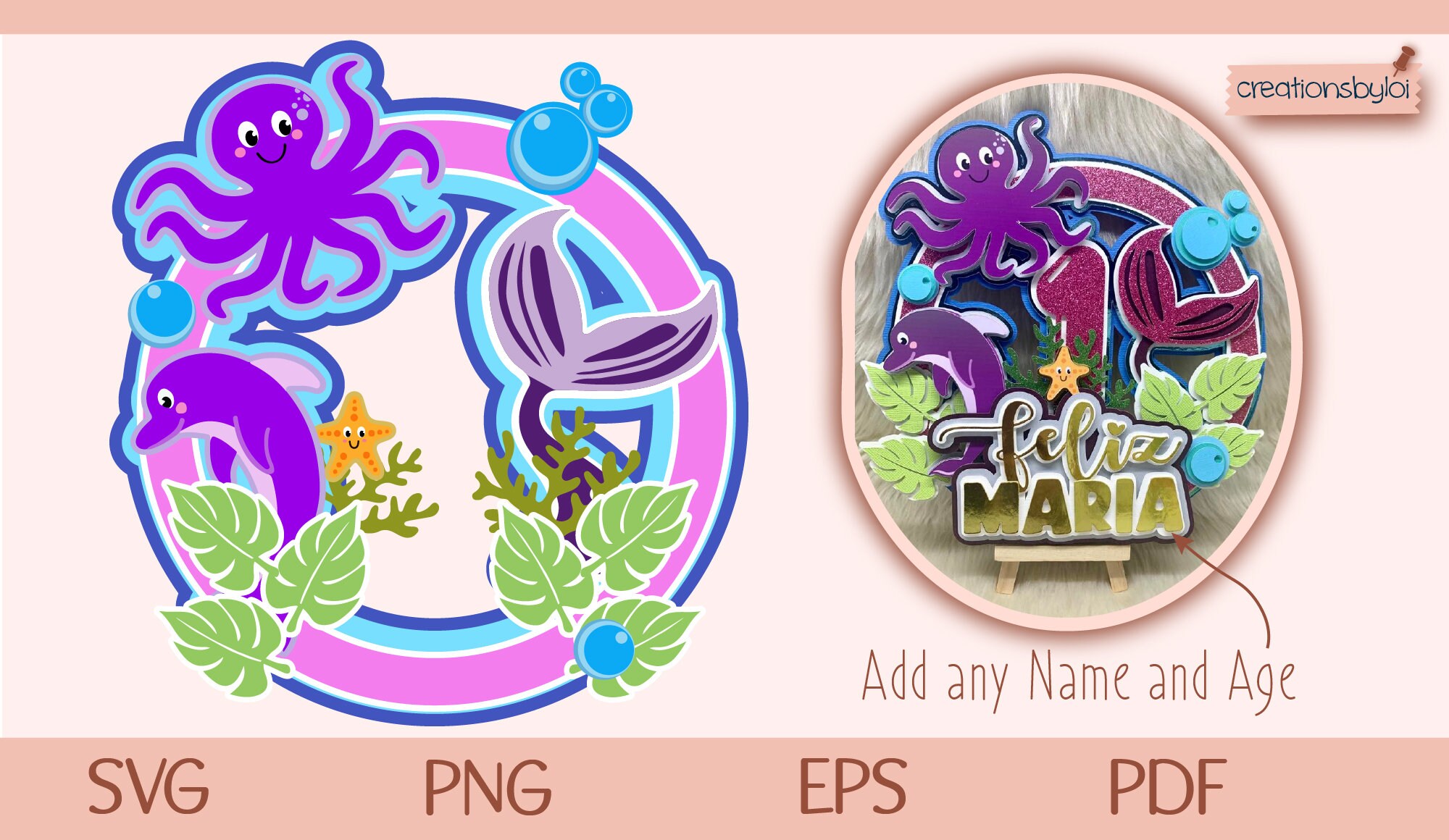 Under the Sea Cake Topper 3D Cake Topper for Cricut or - Etsy