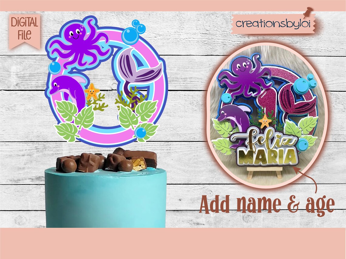 Under the Sea Cake Topper 3D Cake Topper for Cricut or - Etsy