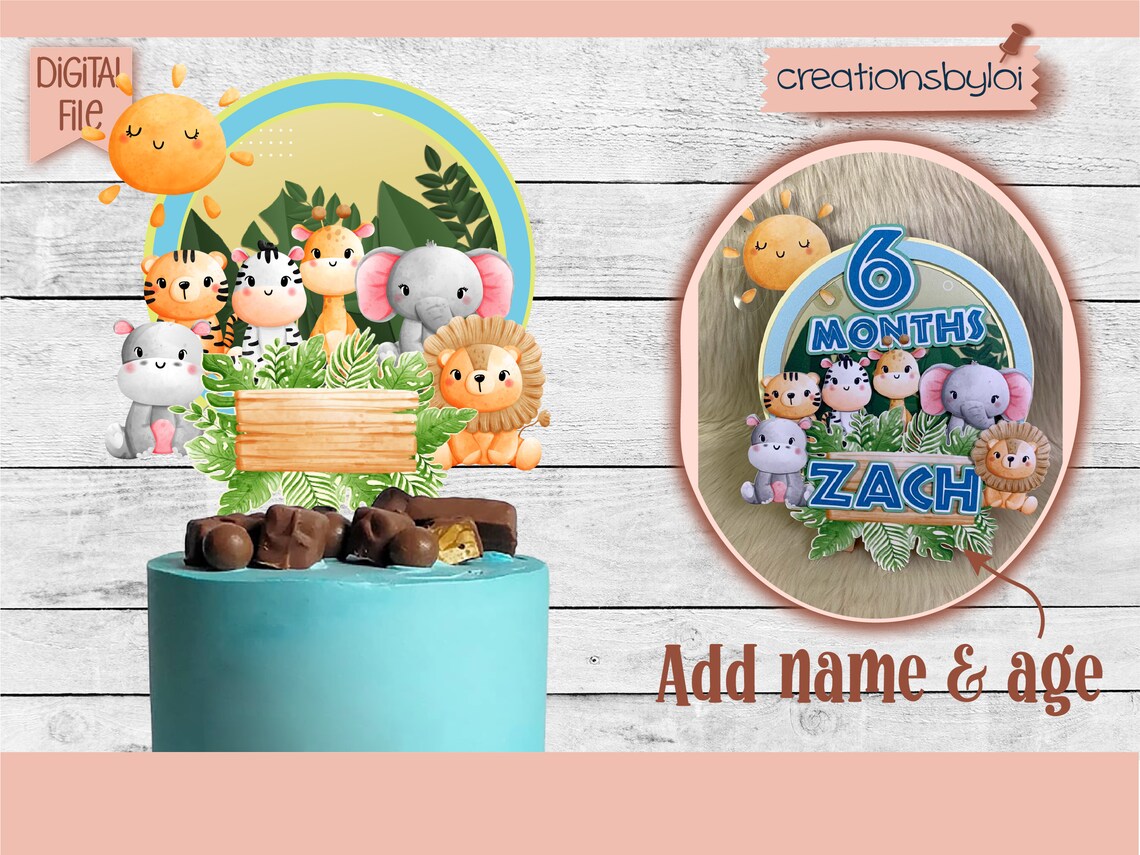 Safari Cake Topper 3D Cake Topper for Cricut or Silhouette digital SVG ...