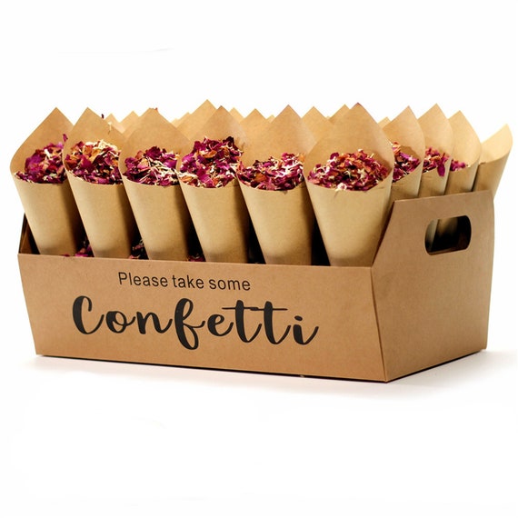 Wedding Confetti Cone Holder-white & Kraft Confetti Cone Stand - Etsy