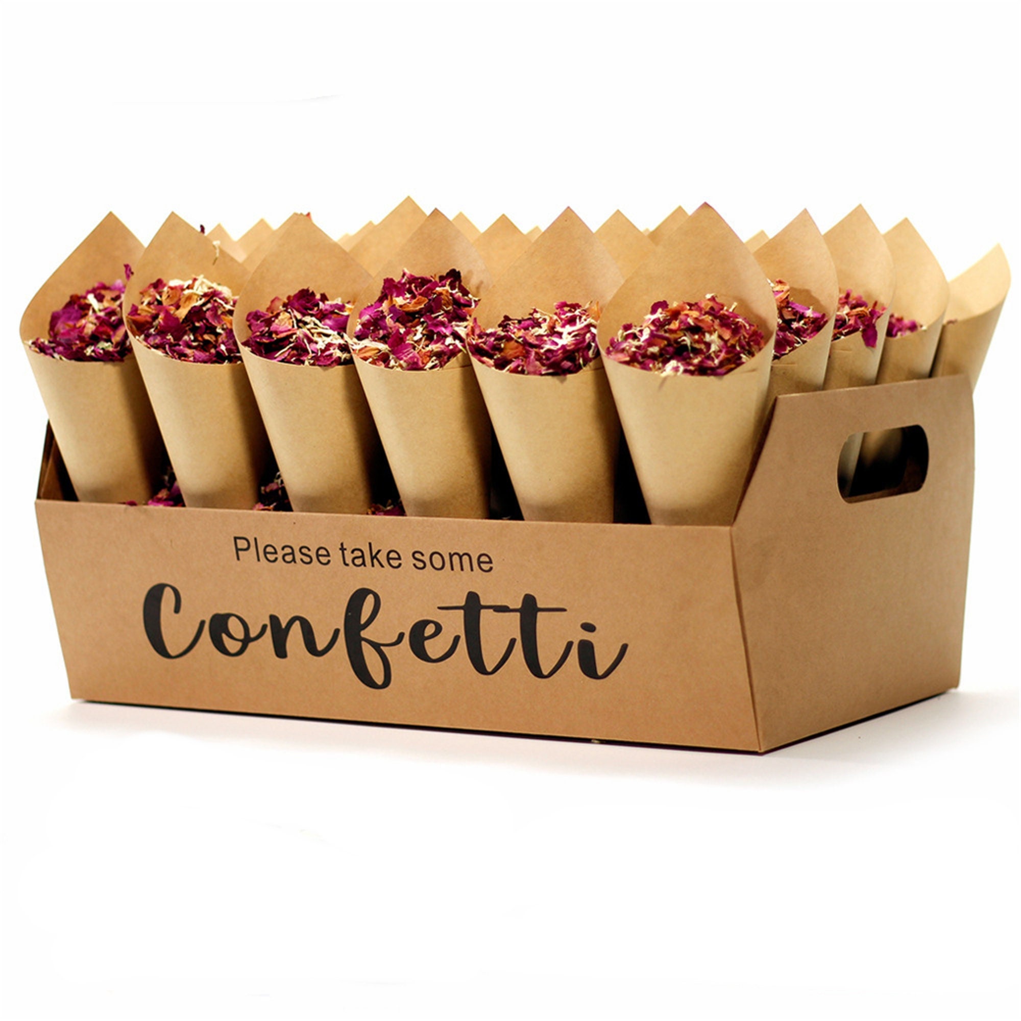 Wedding Confetti Cone Holder-white & Kraft Confetti Cone Stand Trays ...