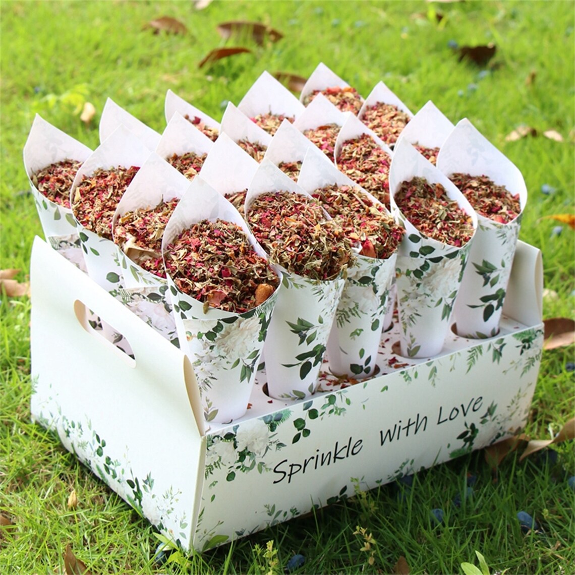 Green Leaf Wedding Confetti Cone Holder-confetti Cone Stand Trays With ...