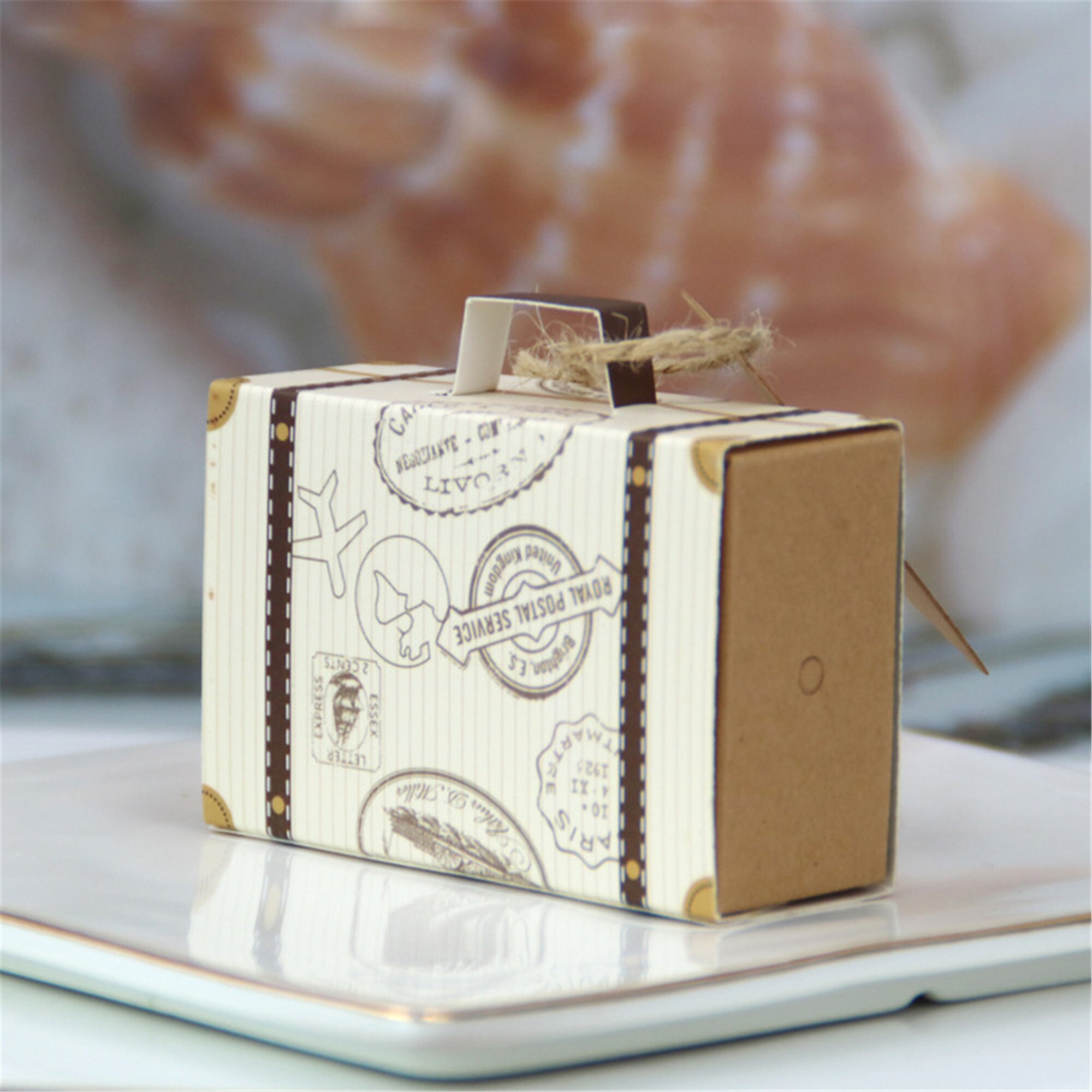 Kraft Paper Suitcase Party Favor Boxes-wedding Party Candy Boxes-travel ...