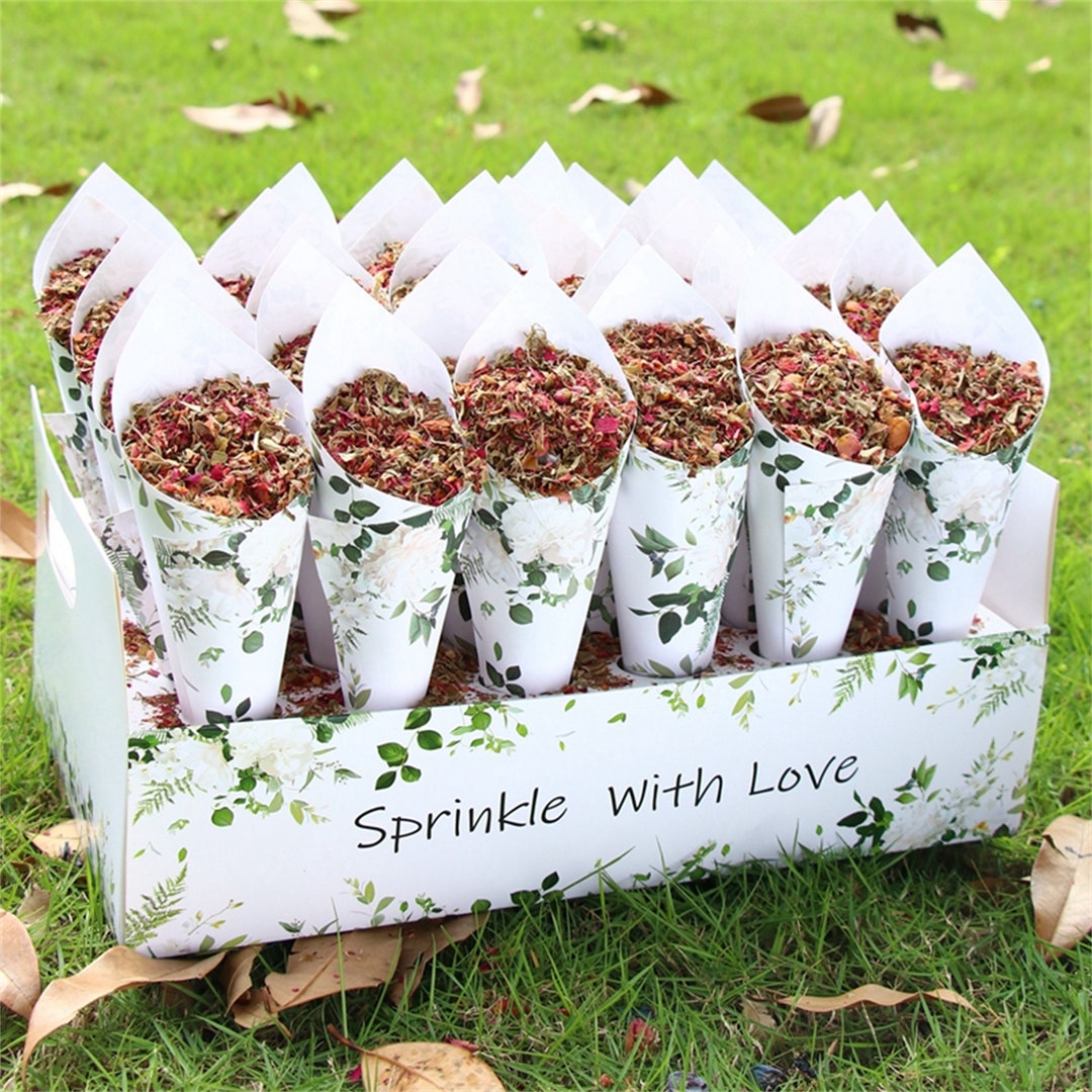 Green Leaf Wedding Confetti Cone Holder-confetti Cone Stand Trays With ...