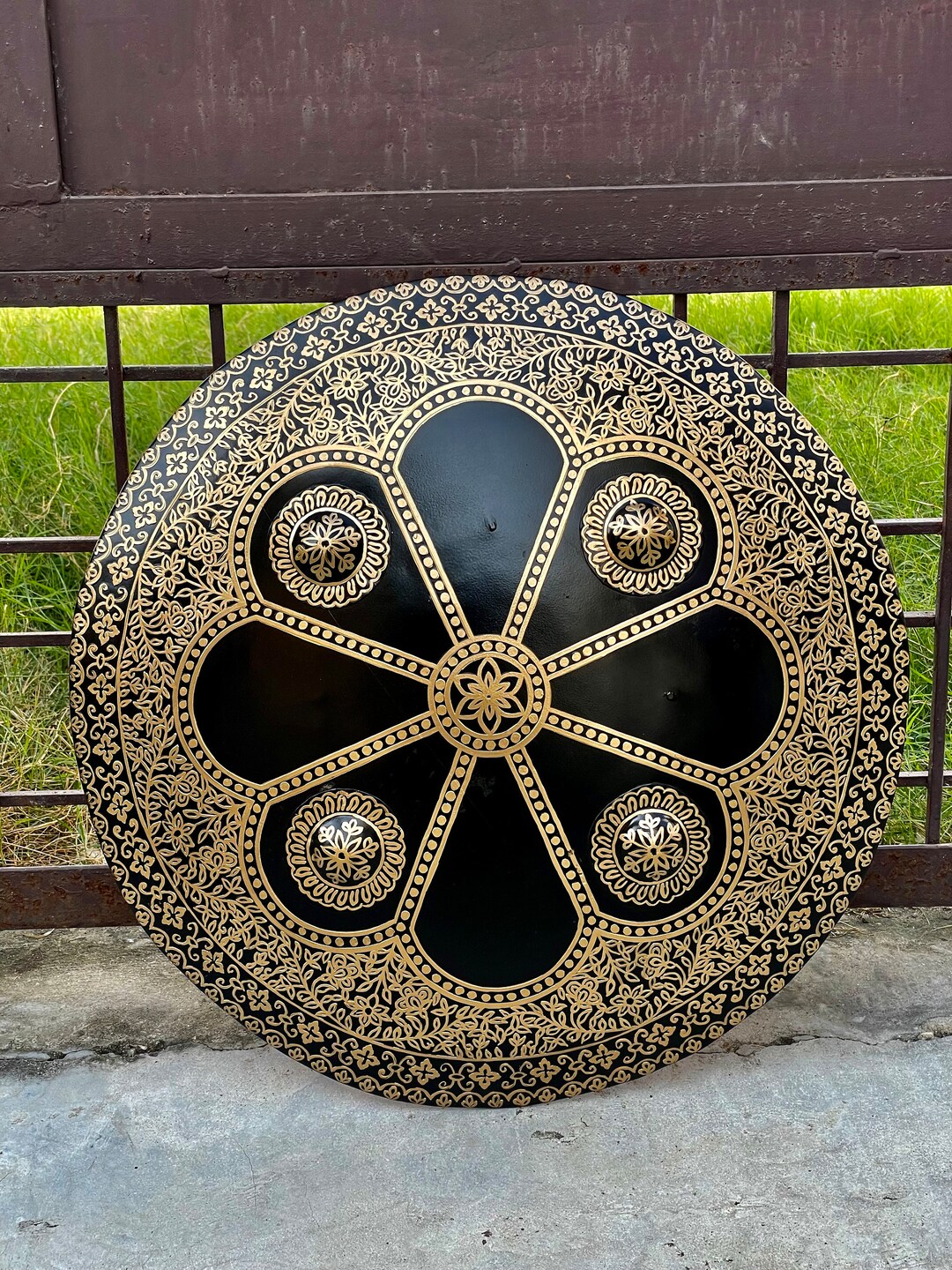 Medieval Islamic Shield Embossed Indo Persian Shield Arabic Inscription ...