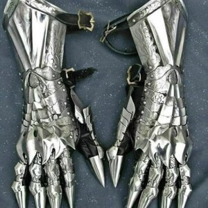 Medieval Nazgul Etching Gloves Set Medieval Knight Gothic Gauntlet ...