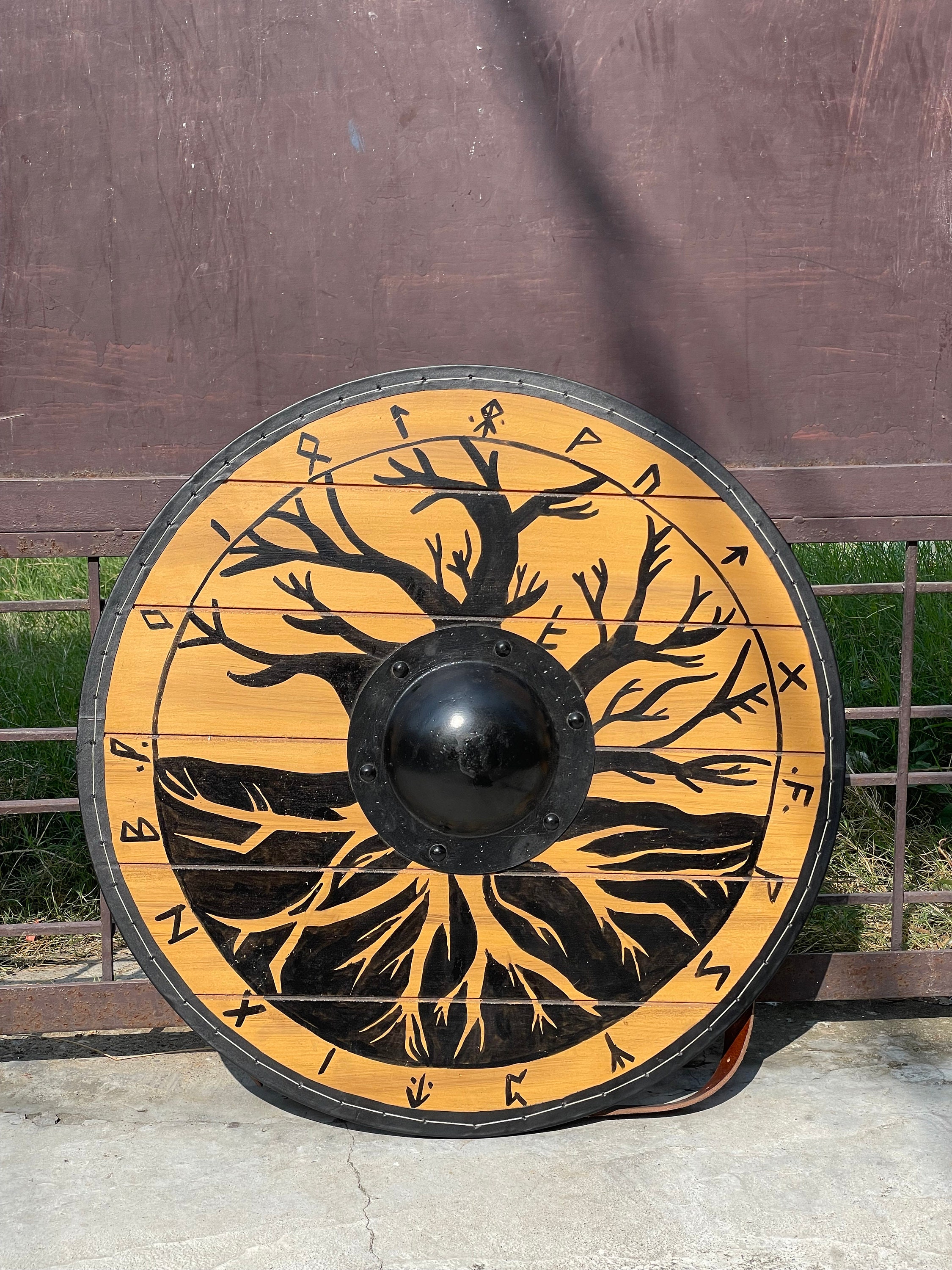 Medieval Wooden Viking Shield/tree Viking Shield - Etsy
