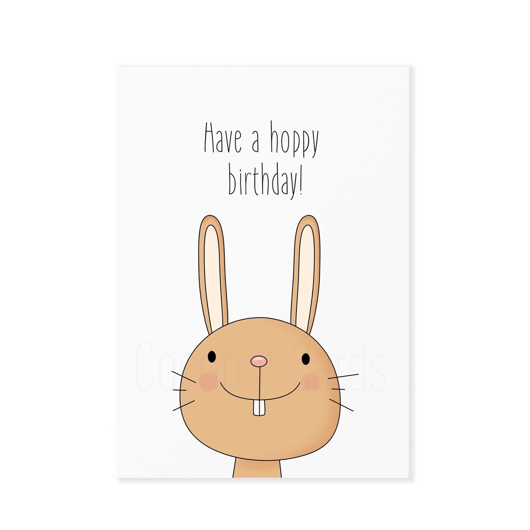 Hoppy Birthday Card Cute Bunny Card Birthday Card for Her for Him Funny ...