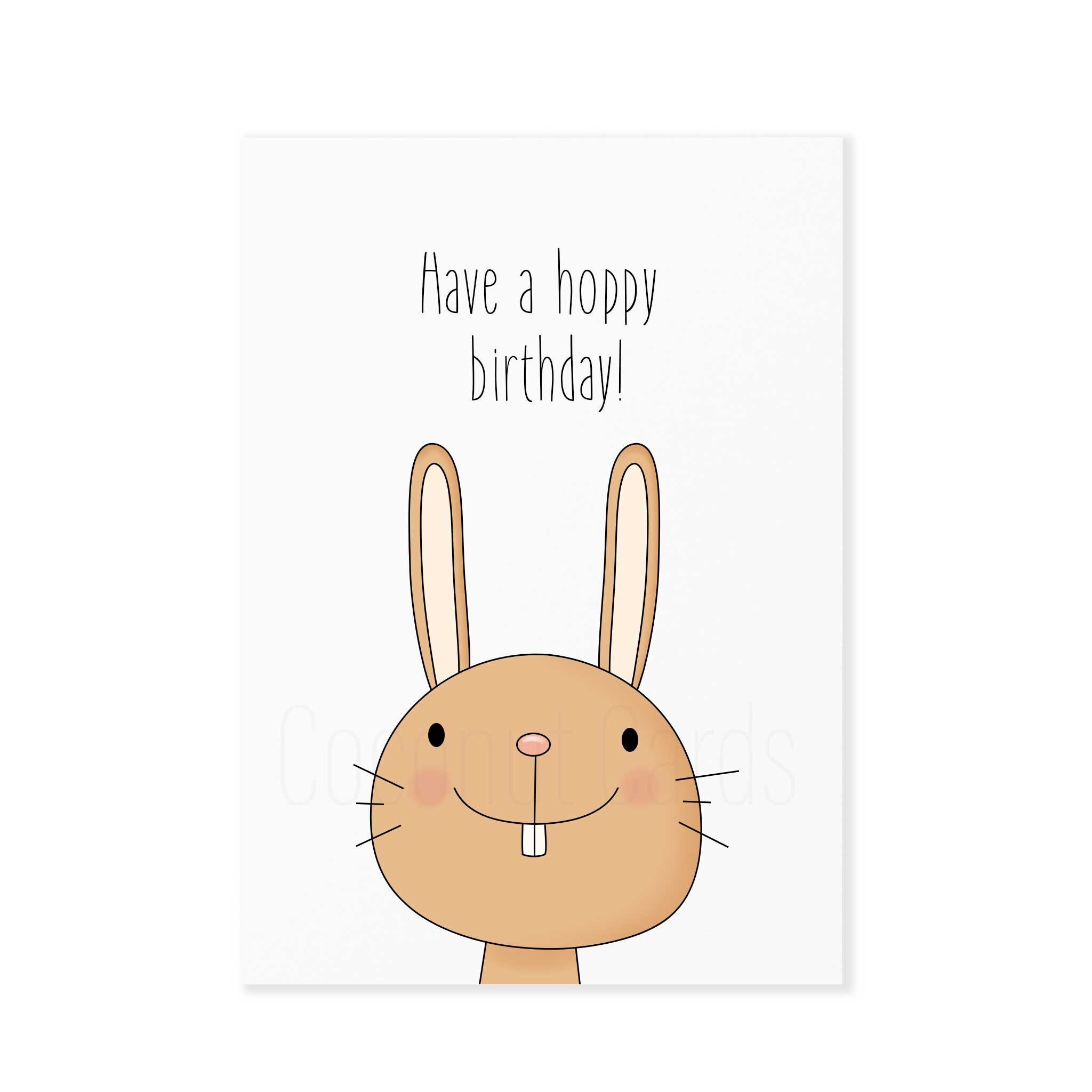 Hoppy Birthday Card Cute Bunny Card Birthday Card for Her for Him Funny ...