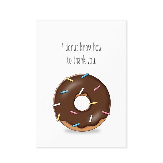 Thank You Card Donut Card I Donut Know How to Thank You - Etsy
