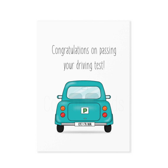 Driving Test Card Congratulations on Passing Your Driving | Etsy