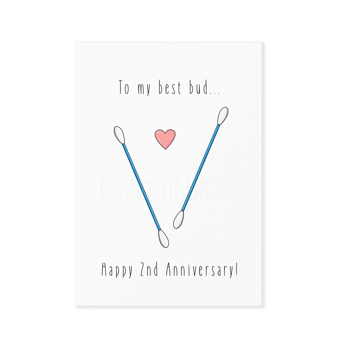 Happy 2nd Anniversary Card Cotton Anniversary Second - Etsy