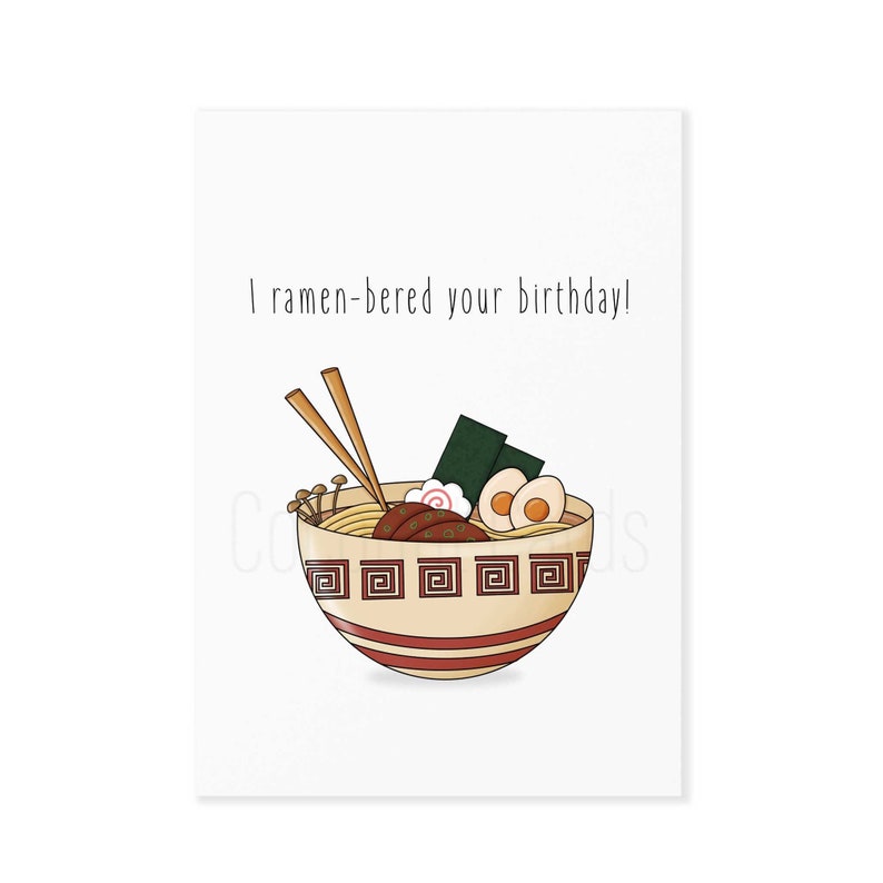 Cute Ramen Birthday Card - Noodles Card - Cup Noodles - Happy Birthday ...