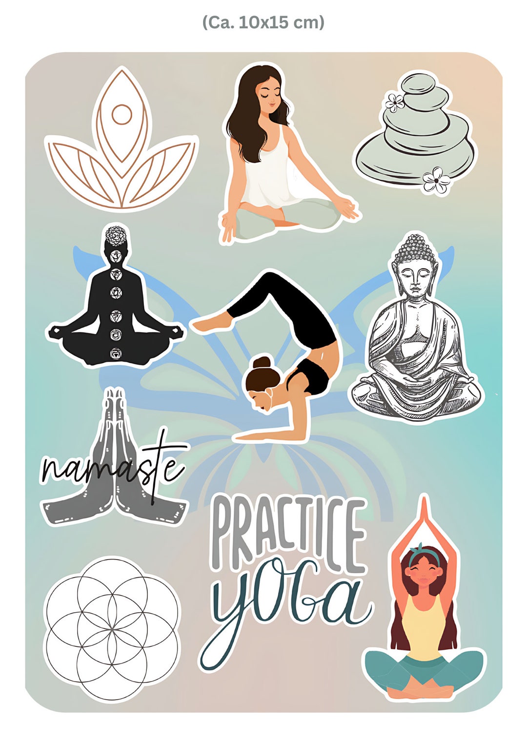 Yoga Sticker Set, Sticker Sheet Set, Sheet, Scrapbooking, Three Sheets ...