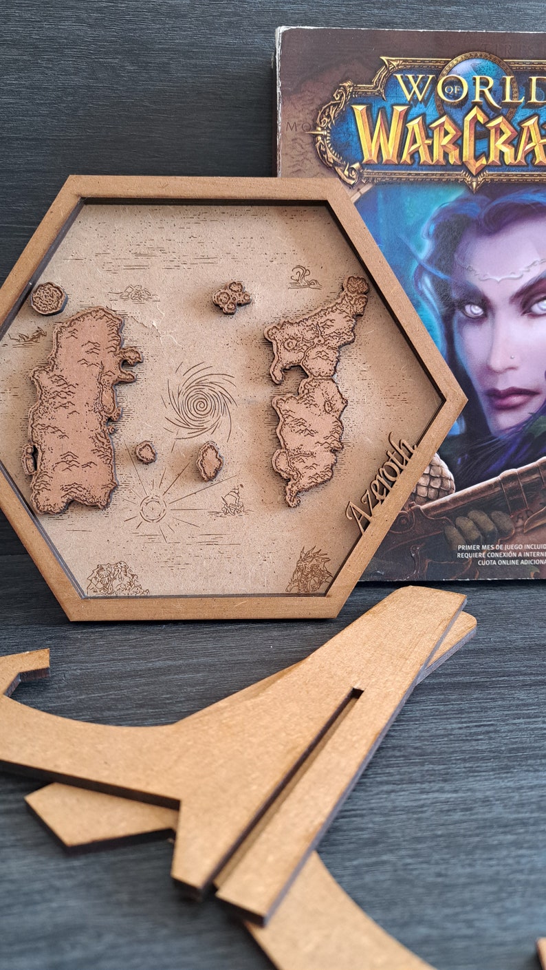 World Of Warcraft Classic Wow Map Wooden Decoration Video Game Diorama Etsy