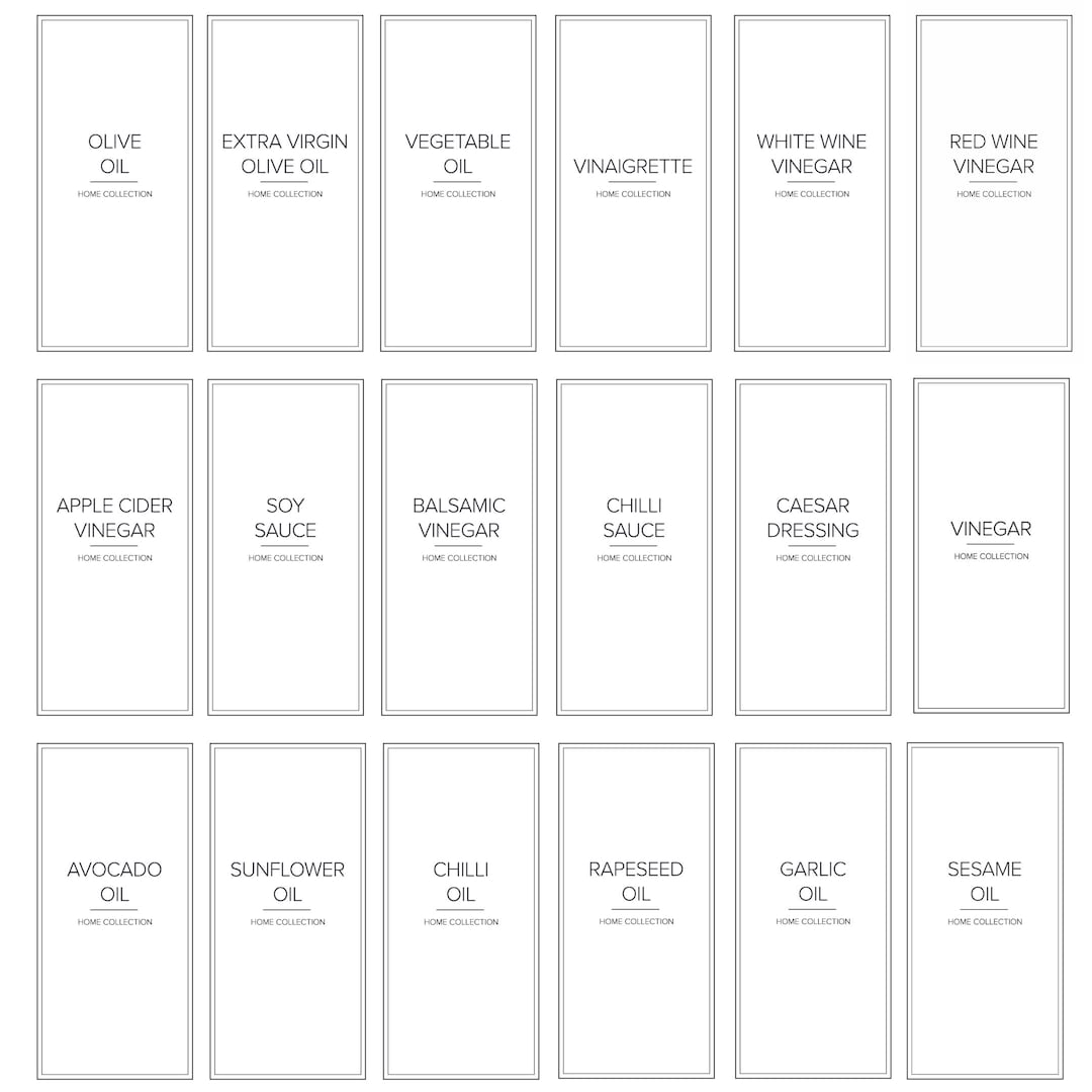 White Oil Vinegar and Sauce Labels Waterproof Olive Oil and Vinegar ...