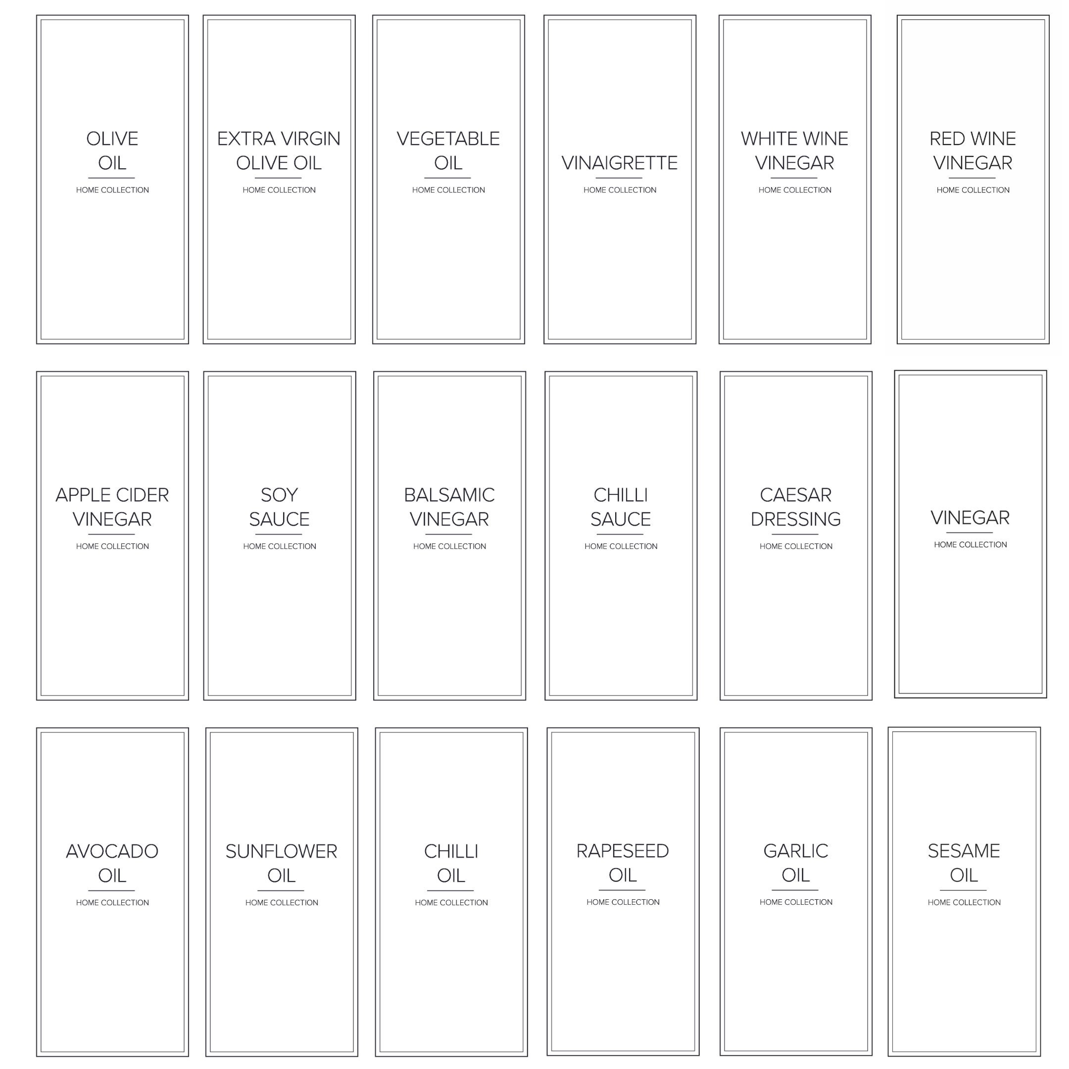 Oil Vinegar Labels And Name