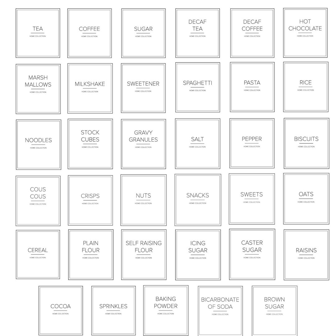 44 White Kitchen Label Bundle/pasta Rice Tea Coffee Labels/kitchen ...