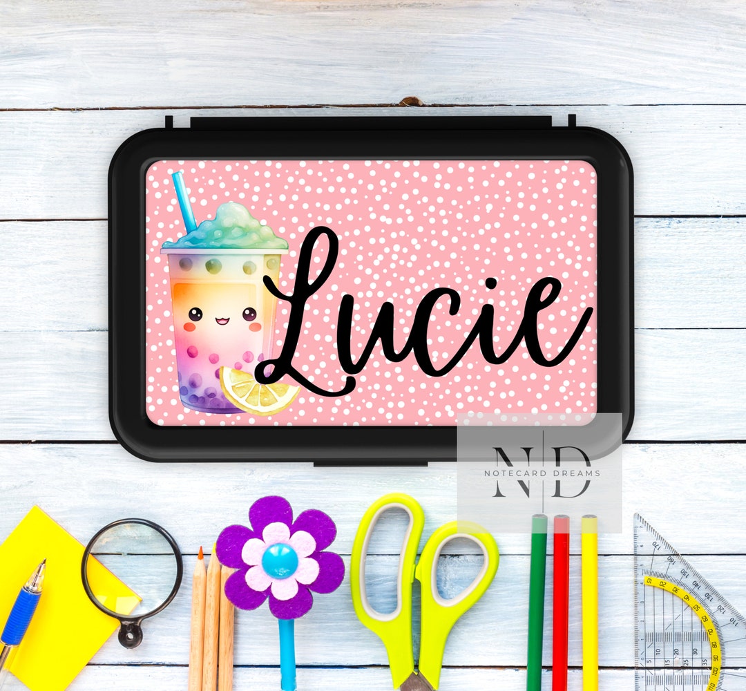 Rainbow Lemon Bubble Tea Personalized Pencil Box | Pencil Box | School ...