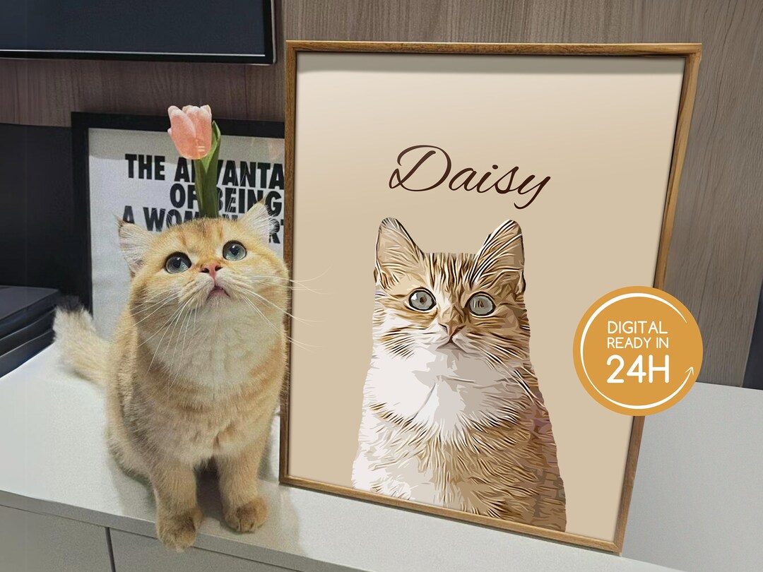 Custom Memorial Pet Portrait Frames, Cat & Dog Portrait Printing, Pet ...