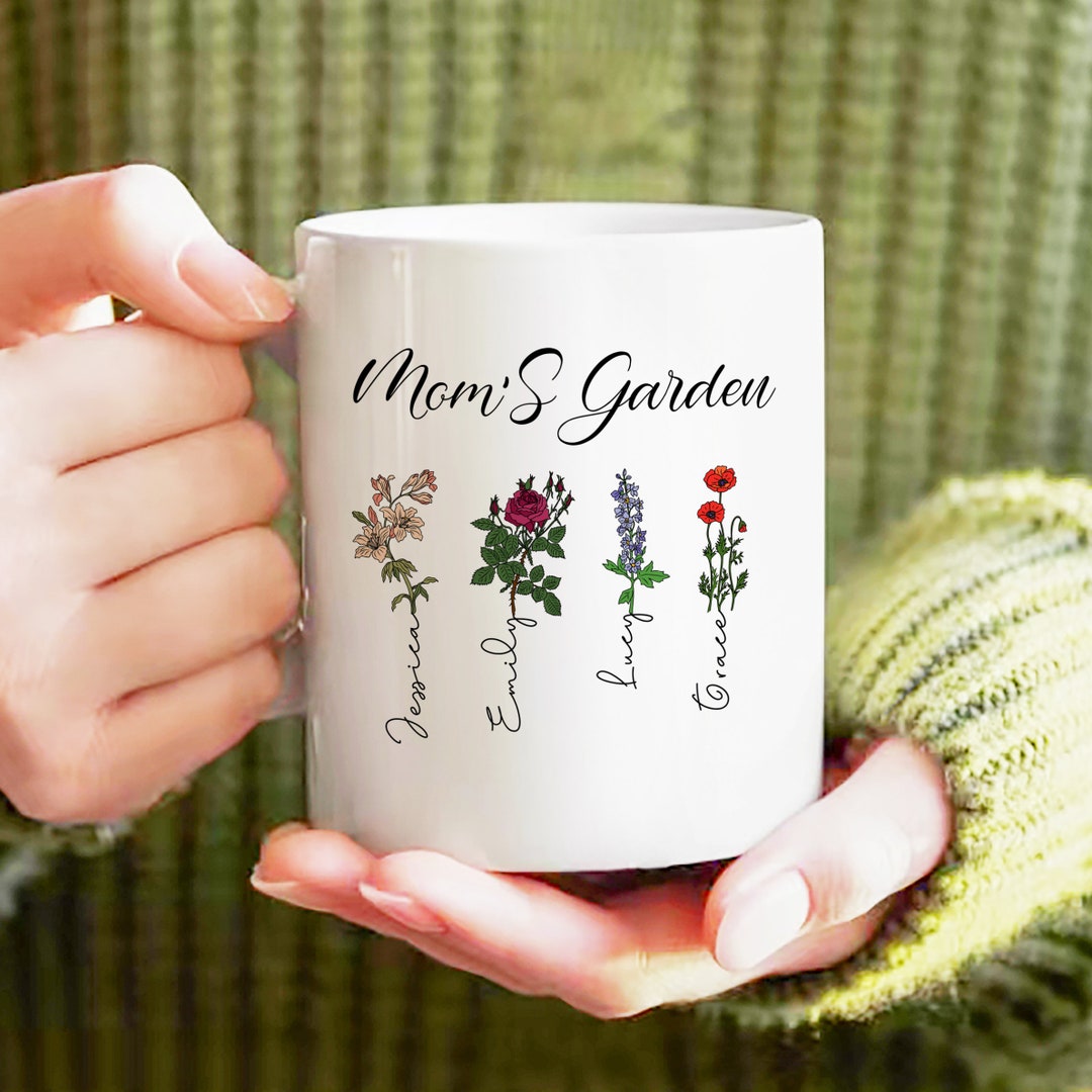 Personalized Birth Month Flower Mug,mug With Kids Name,customized Moms ...