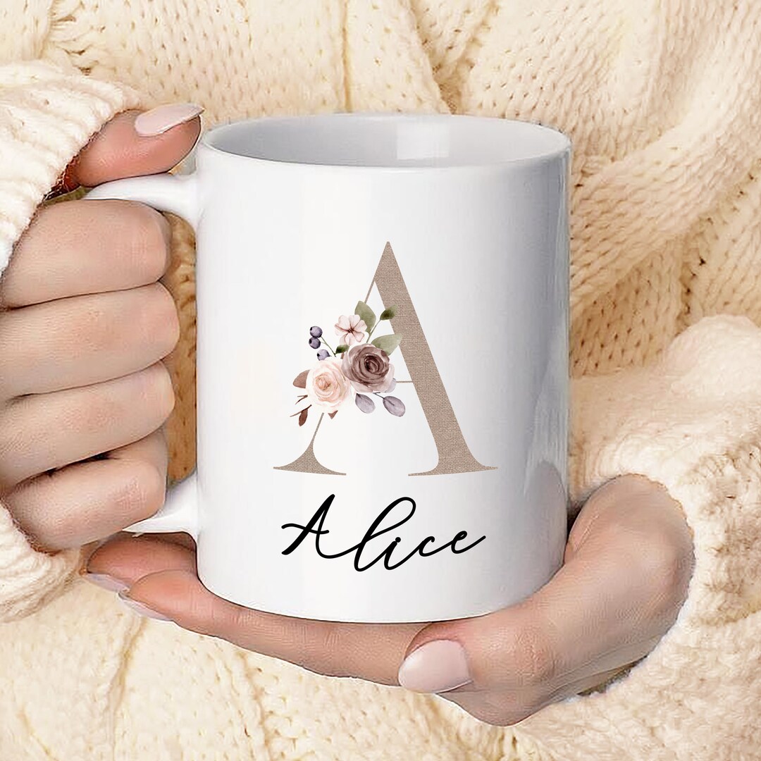 Personalized Initials Name Mug,custom Name Mug With Initial,floral ...