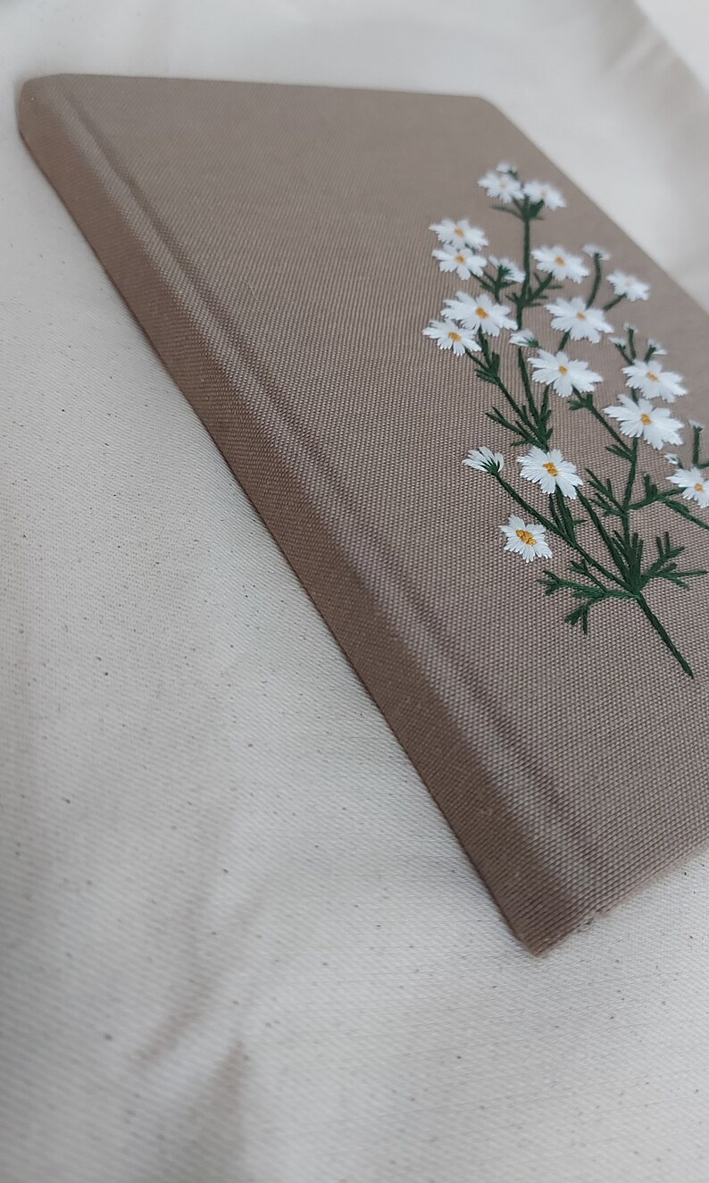Daisy Pattern, Handmade Embroidered Cover Notebook, Embroidered Journal ...