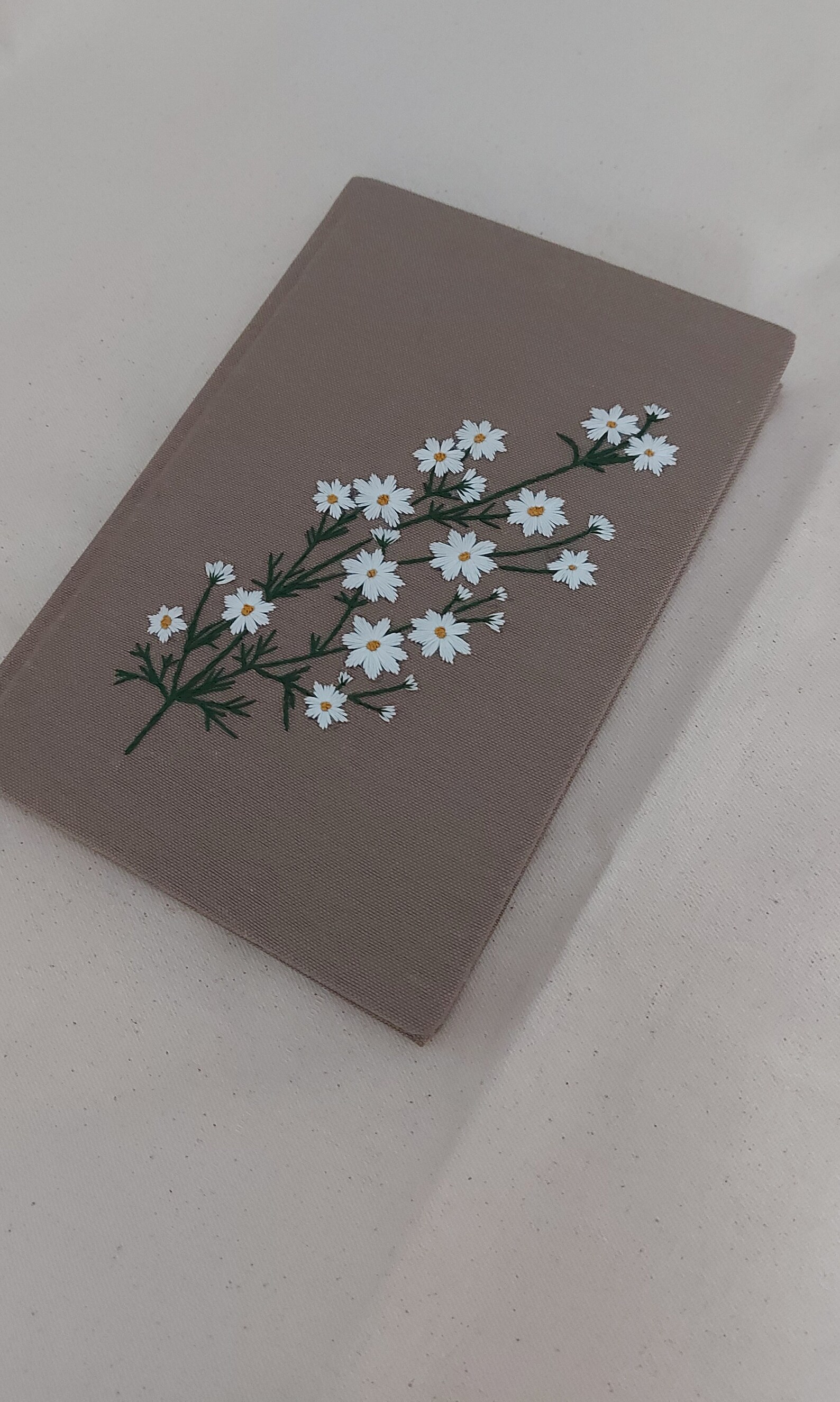 Daisy Pattern, Handmade Embroidered Cover Notebook, Embroidered Journal ...