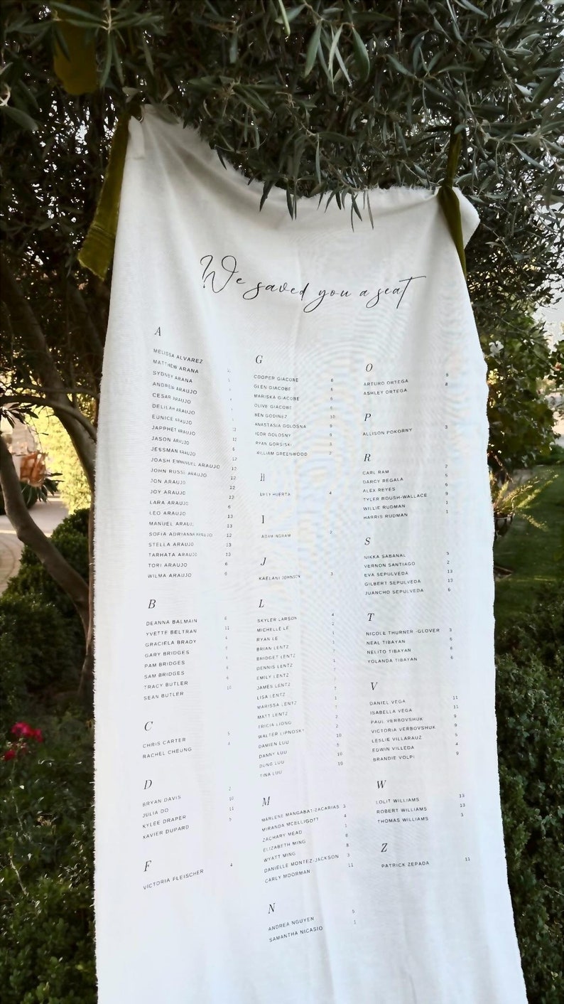 Linen Fabric Wedding Seating Chart, Fabric Wedding Table Plan ...