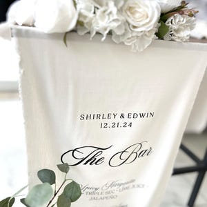 Fabric Bar Sign, Wedding Bar Menu, Custom Linen Bar Sign, Bar Sign ...