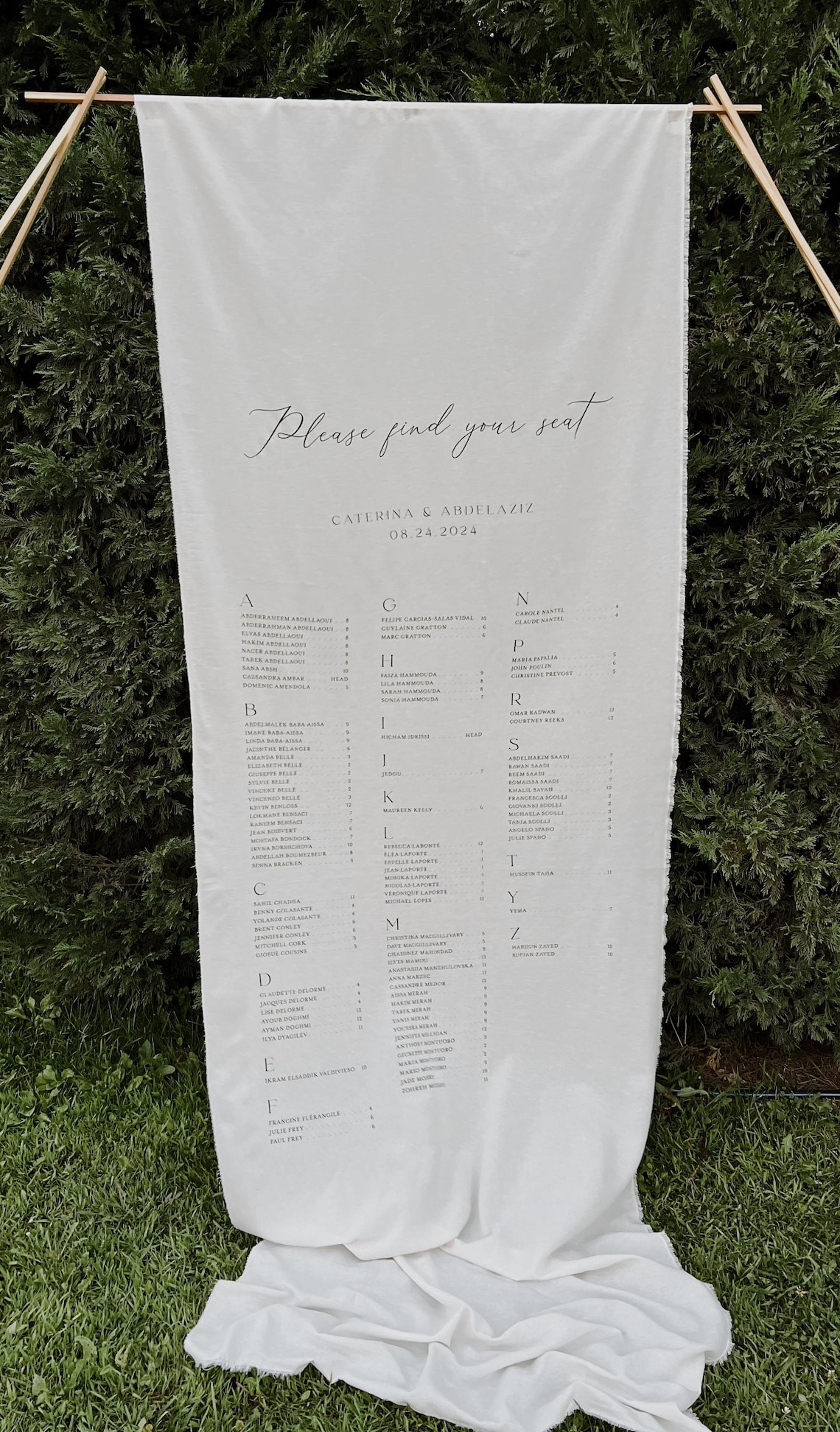 Linen Fabric Wedding Seating Chart, Fabric Wedding Table Plan ...