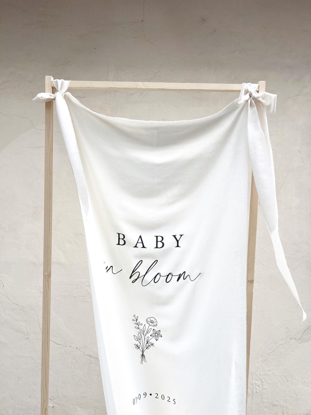 Baby in Bloom Sign With Ribbon, Fabric Baby in Bloom Sign, Modern Baby ...