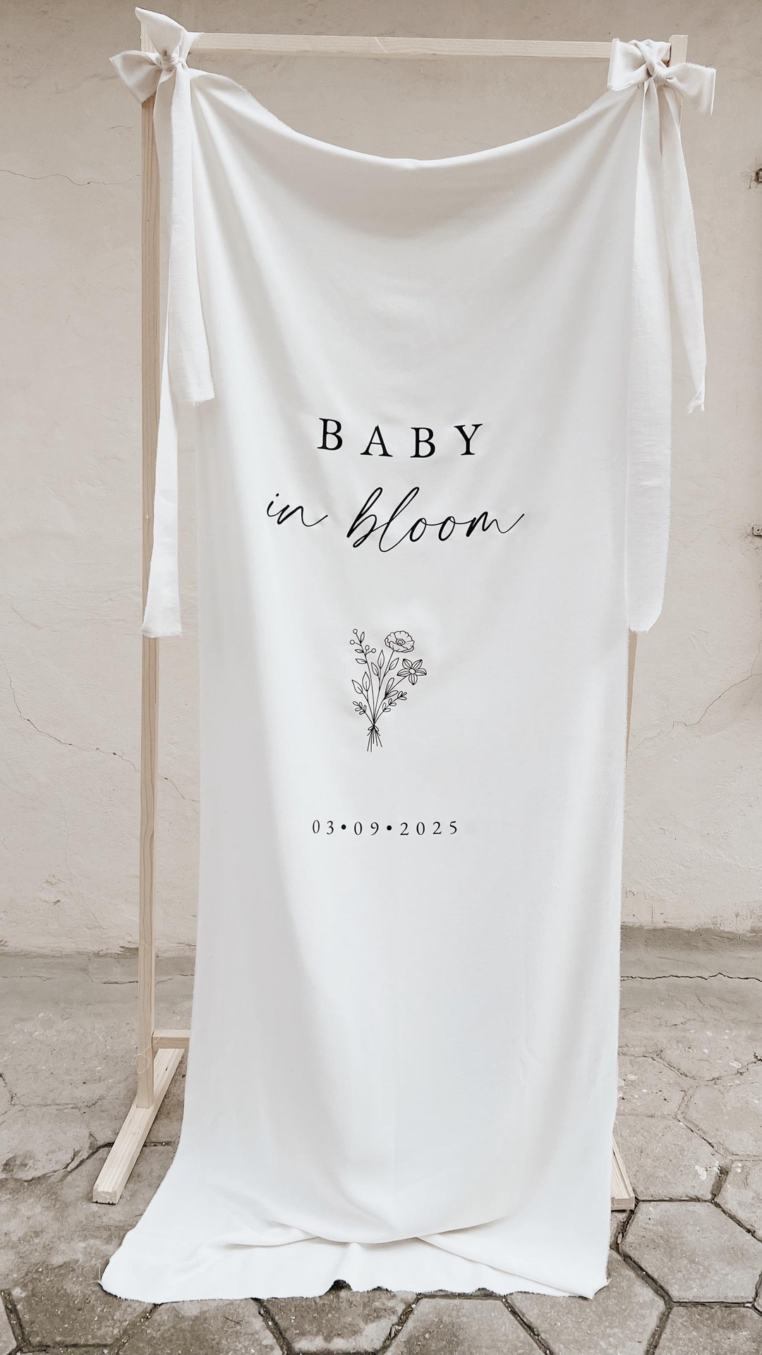 Fabric Baby in Bloom Sign, Baby in Bloom Sign With Ribbon, Modern Baby ...