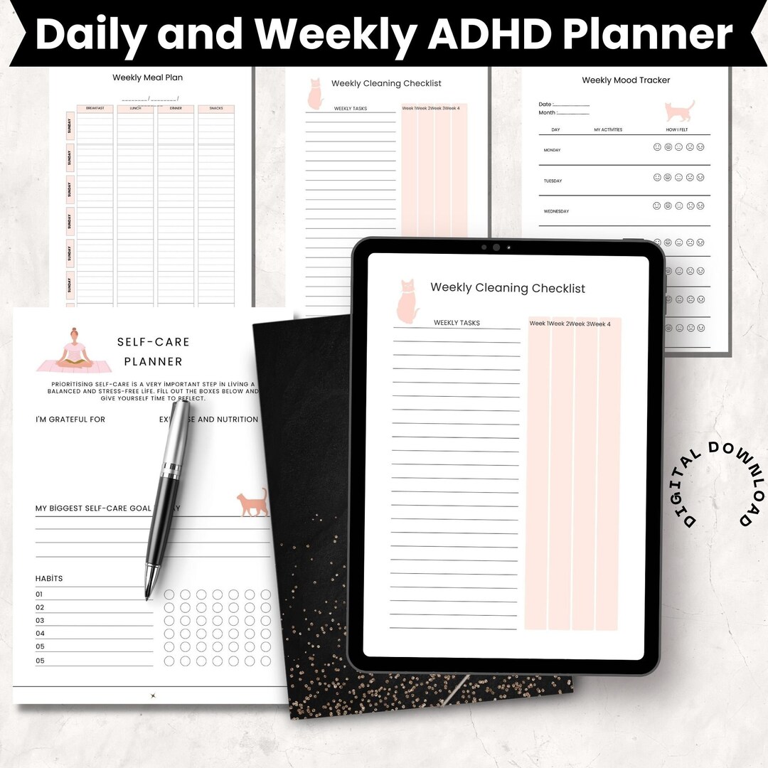Daily and Weekly ADHD Digital Planner for Ipad, Printable Weekly ADHD ...