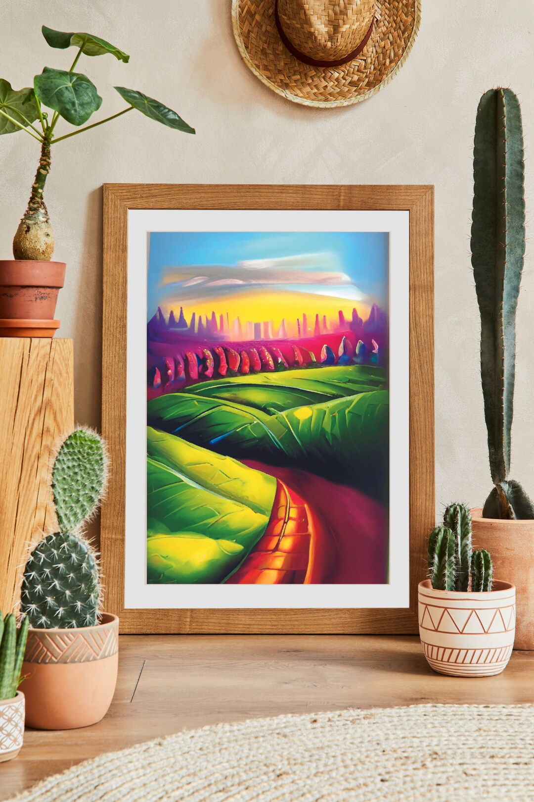 Abstract Rural Garden Landscape , Nature and Human Art Print, A Sunny ...