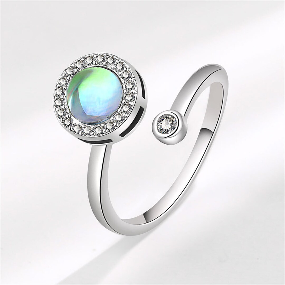 Opal Fidget Ring Spinning Anti Anxiety Ring Silver Fiddle - Etsy
