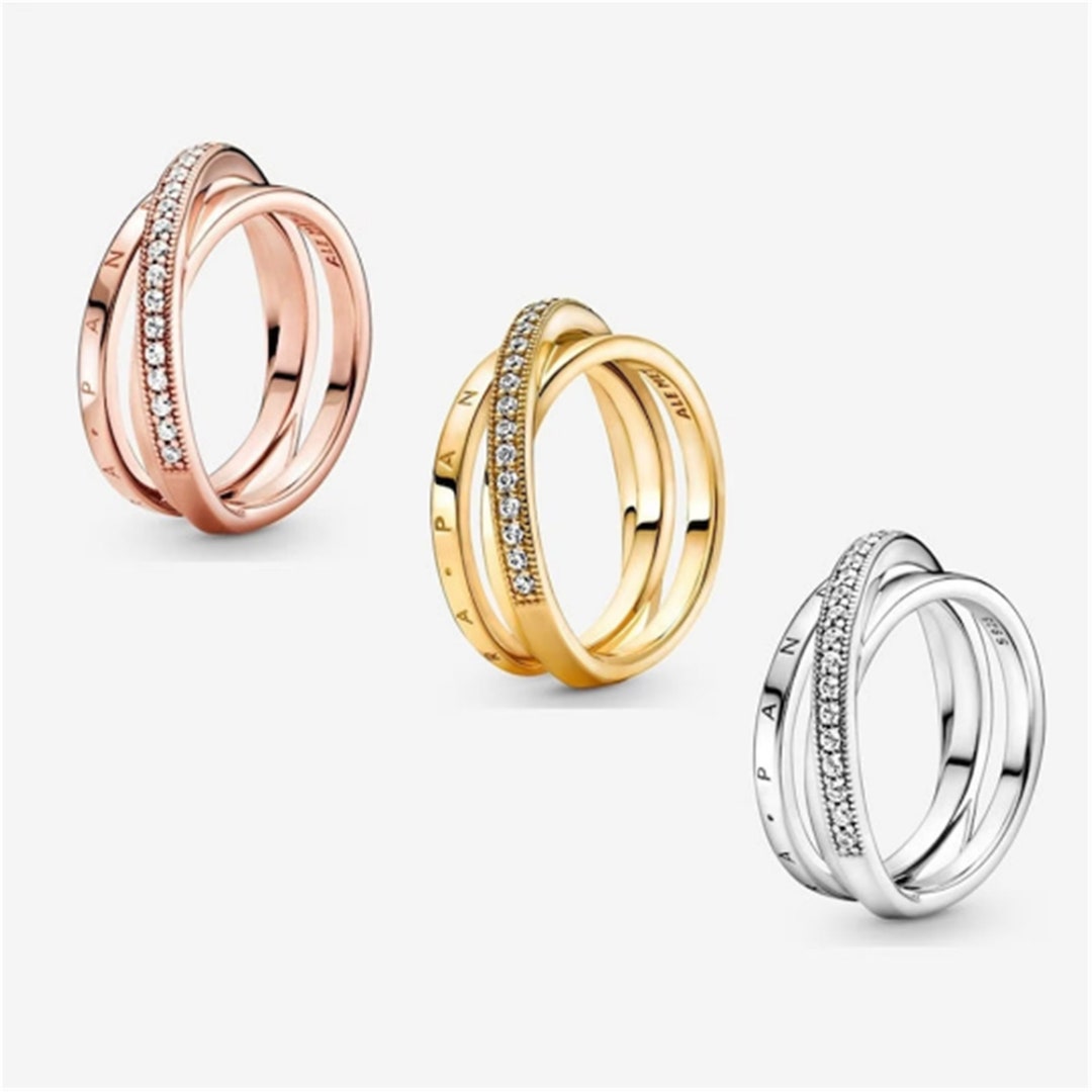 925 Sterling Silver Pandora Triple Band Cross Ring, Suitable for ...