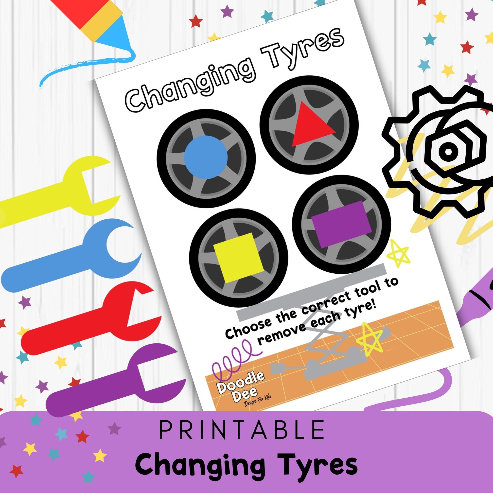 Changing Tyres Shape Activity Educational Printable Worksheets Nursery ...