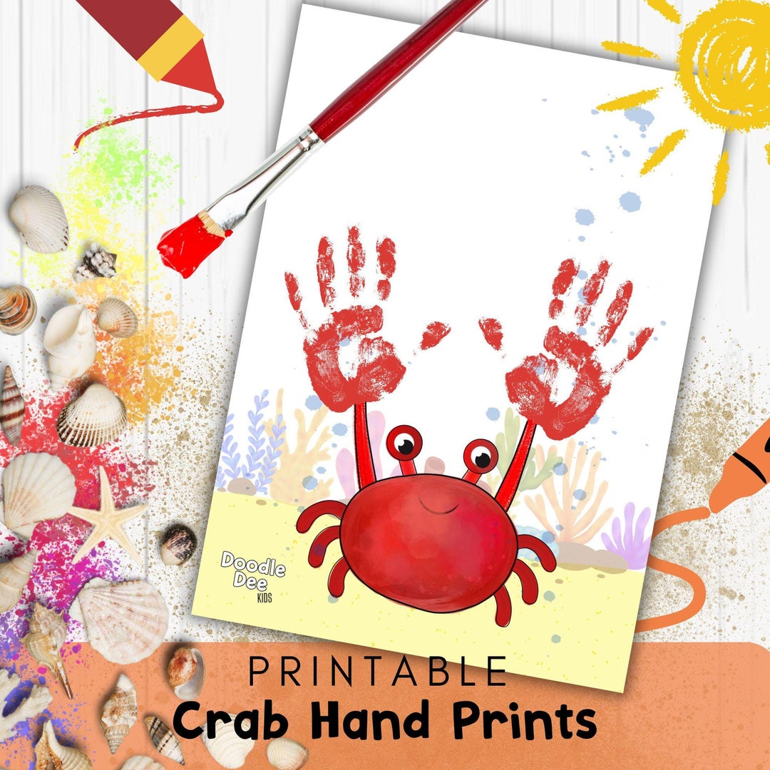 Hand Print Art Crabs Preschool Activity Educational Printable Sheets ...