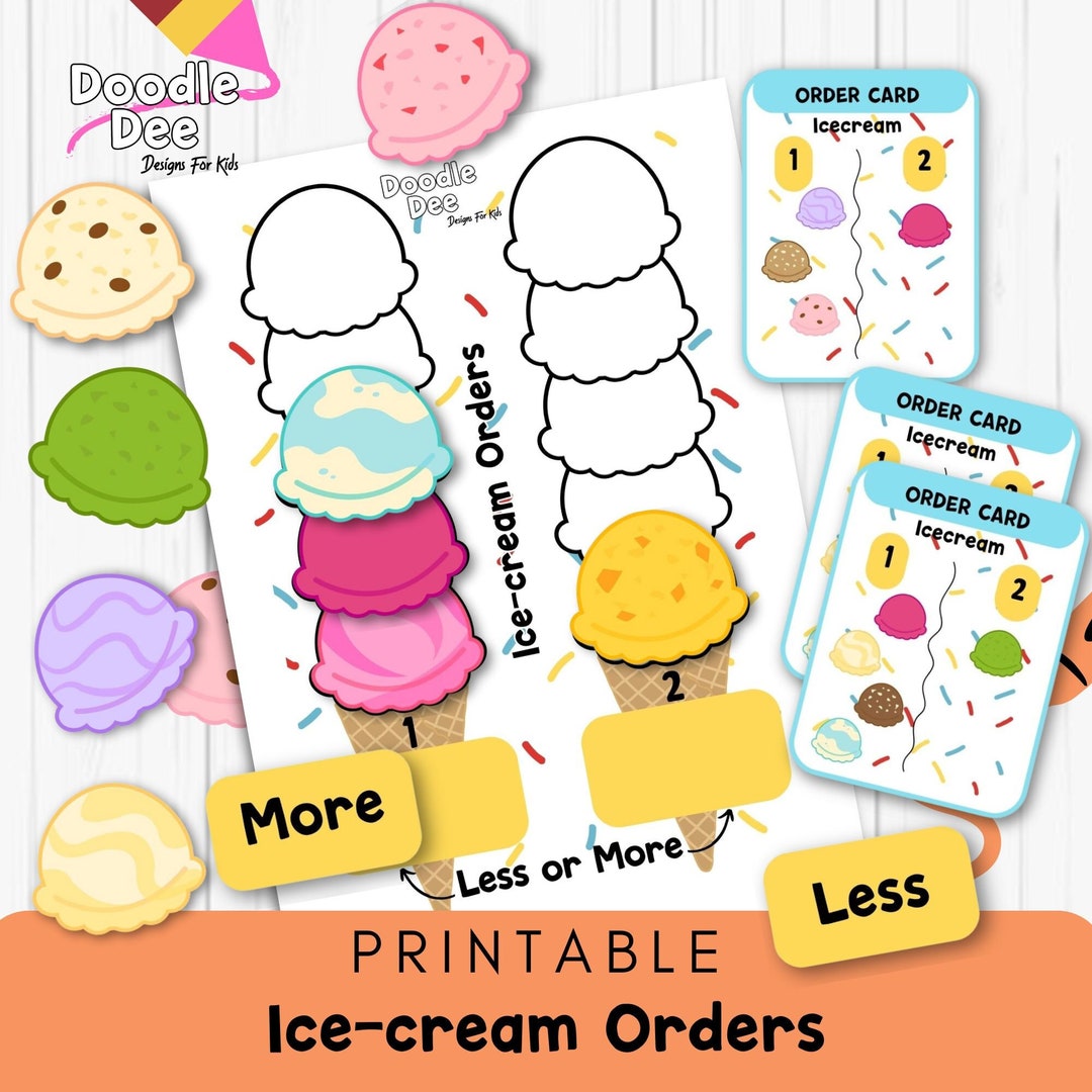 Less or More Activity Ice Cream Activity Educational Printable ...