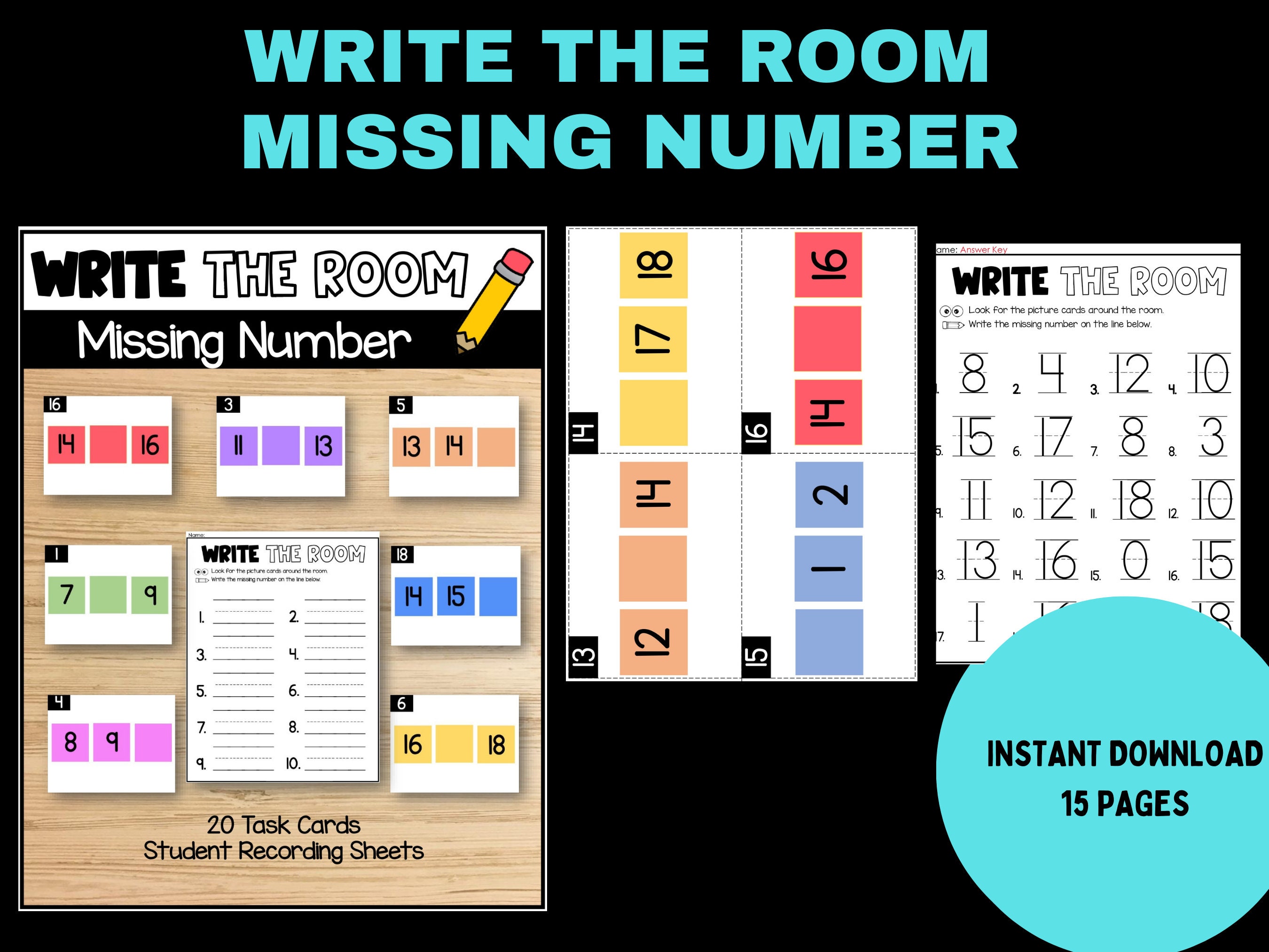 Write the Room Kindergarten Activity | Missing Number - Etsy