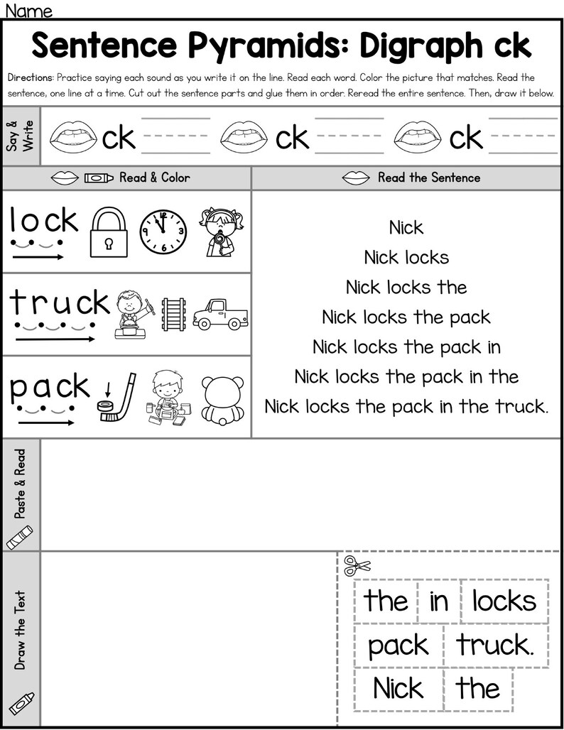 Daily Phonics Review – Sentence Pyramids - Etsy