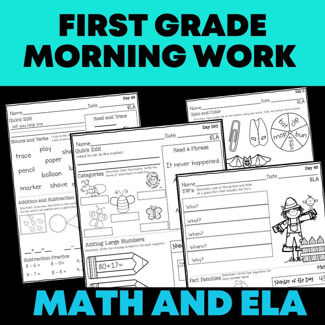First Grade Math and ELA Morning Work - Etsy
