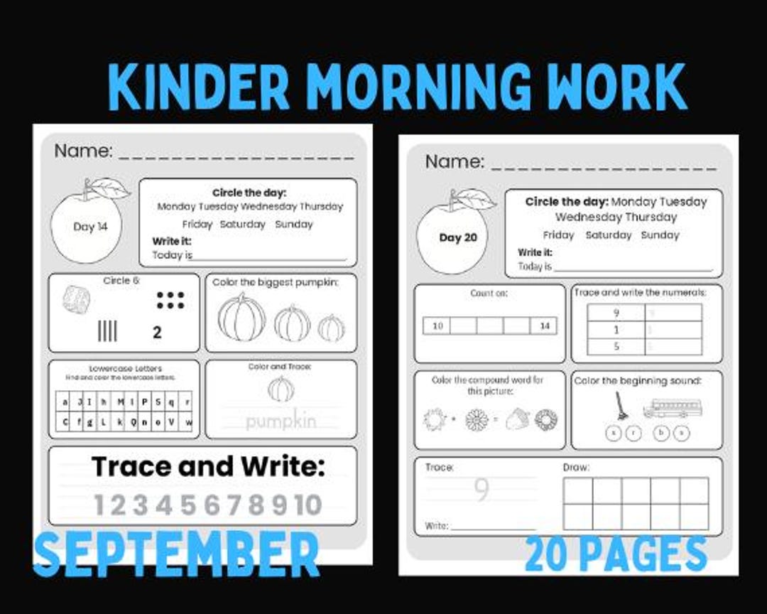 September Morning Work for Kindergarten | Math and ELA - Etsy