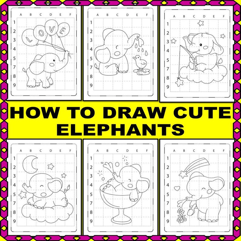 How to Draw Cute Elephants - Etsy