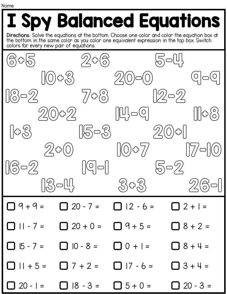 I Spy Math Printable Worksheets for Kids | K-2 - Etsy