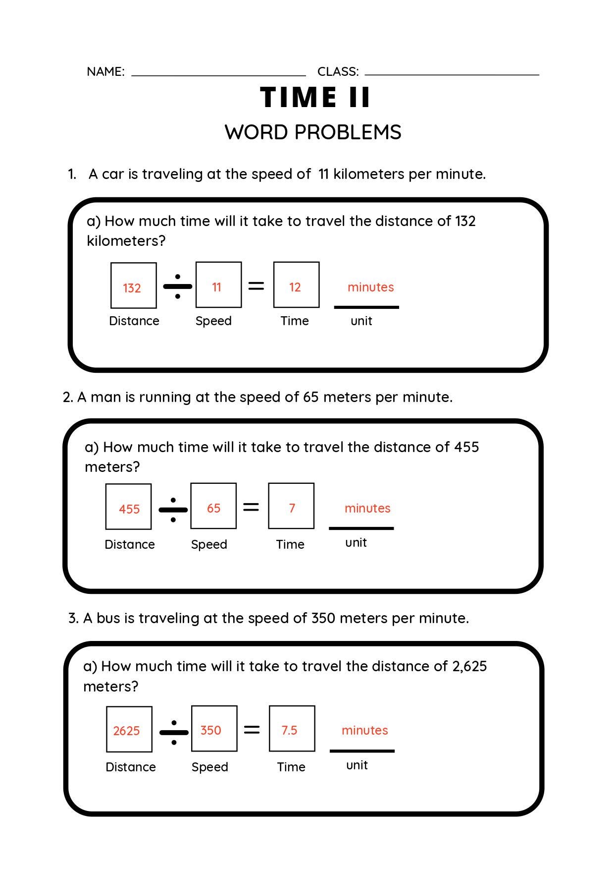 Speed, Distance, and Time Worksheets - Etsy