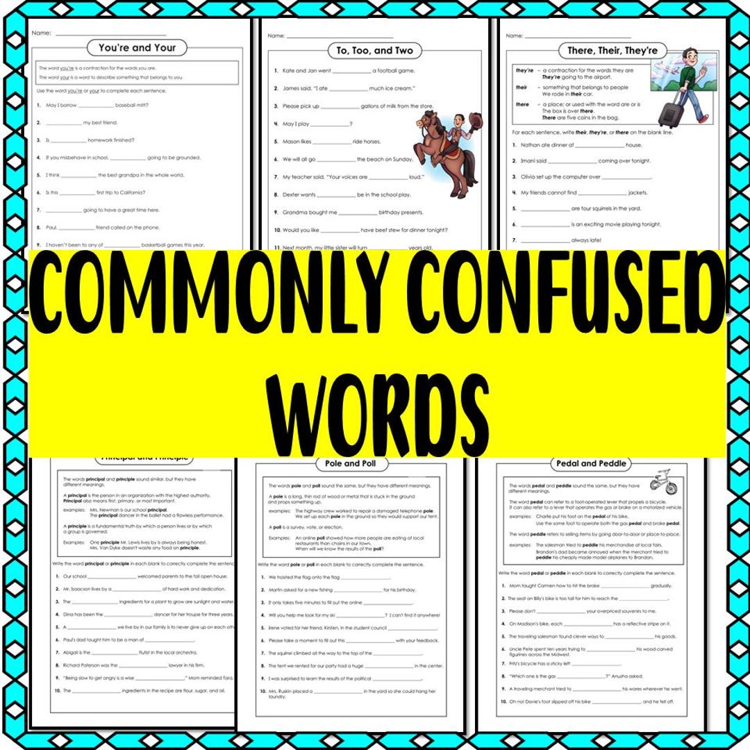Commonly Confused Words Worksheets - Etsy